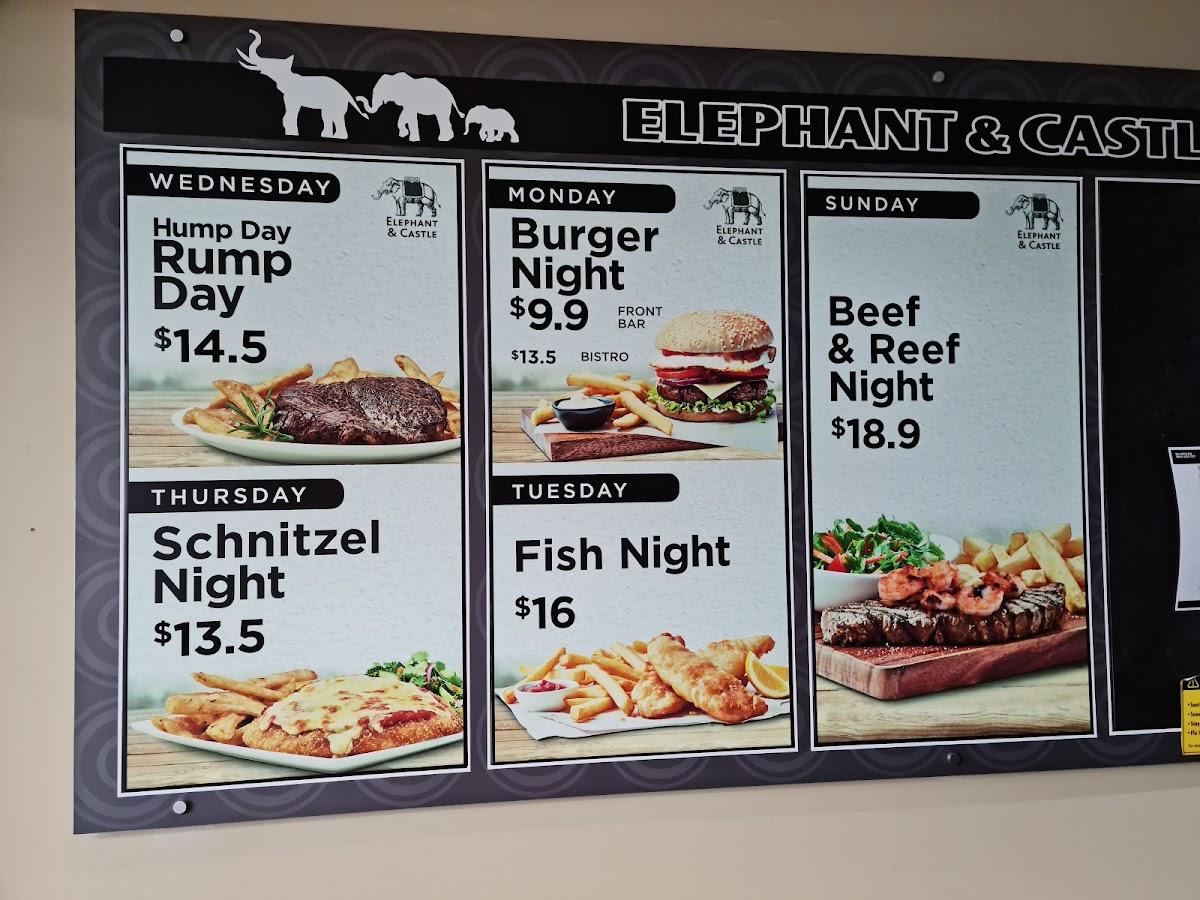 Menu at Elephant & Castle Hotel pub & bar, Adelaide