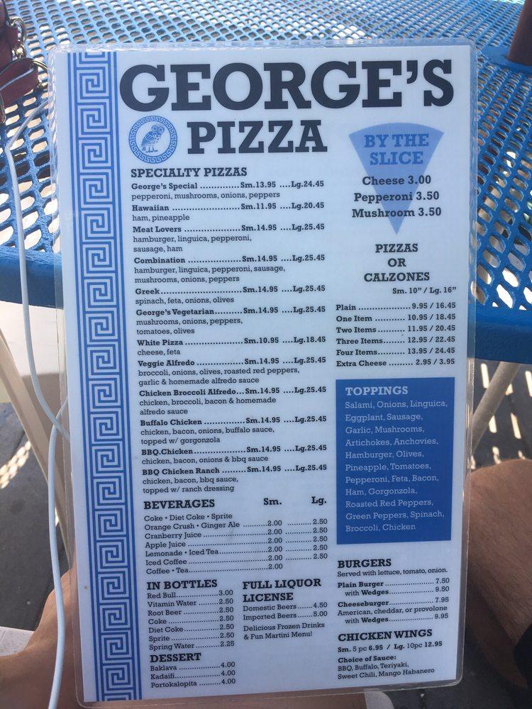 Menu at George's Pizza pub & bar, Provincetown