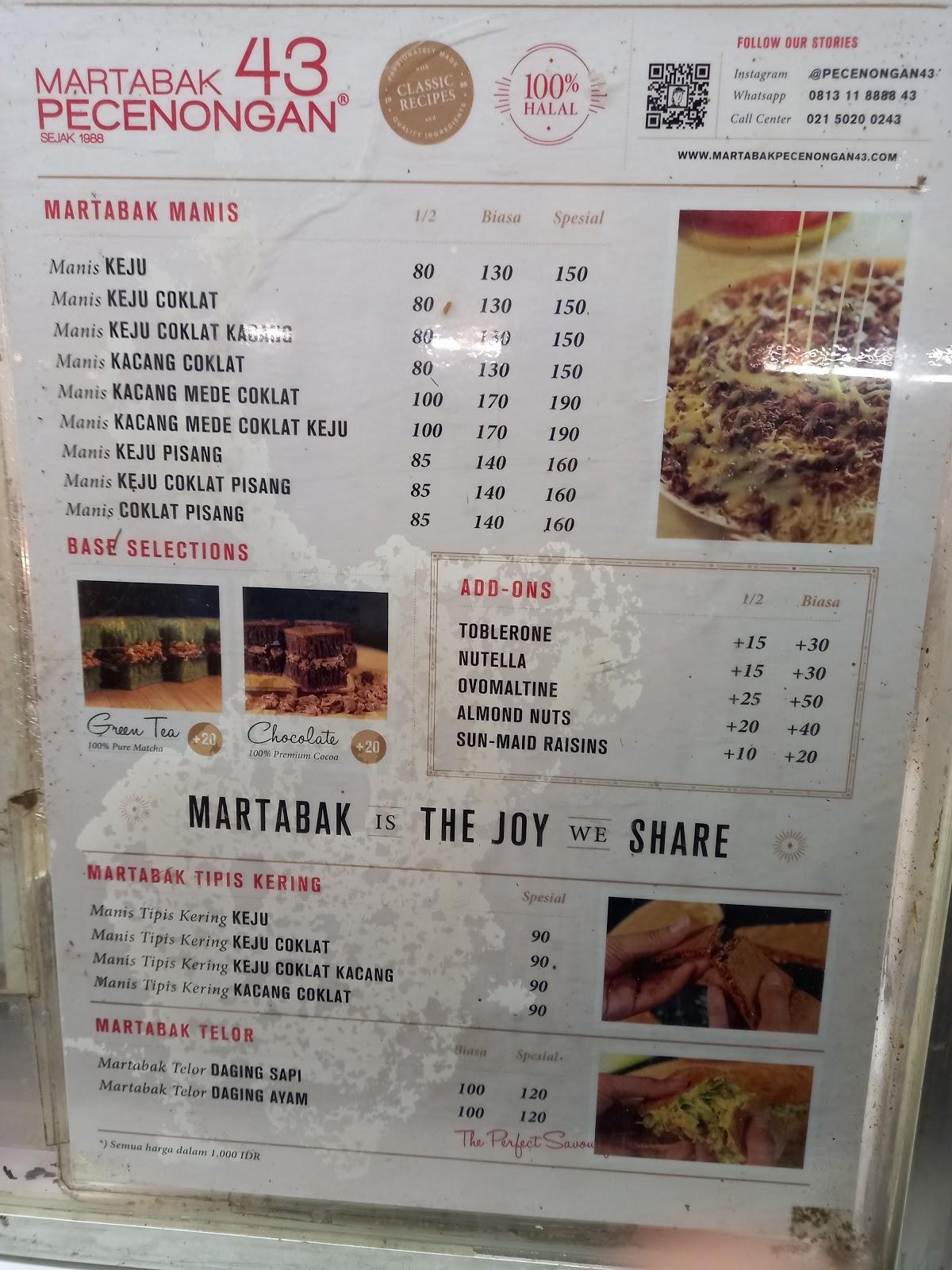 Menu at Martabak Pecenongan 43 desserts, Jakarta, Jl. Pecenongan Raya No.57