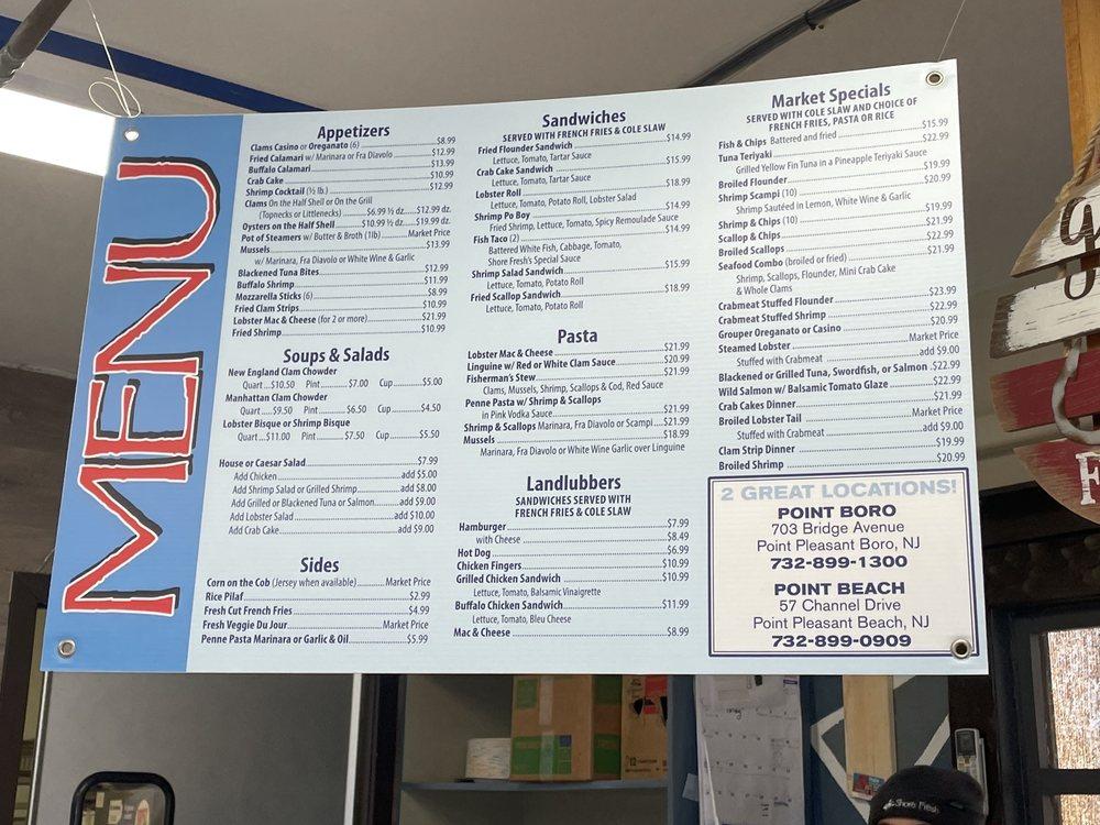 Menu at Shore Fresh Seafood Market & Restaurant, Point Pleasant, 703 ...