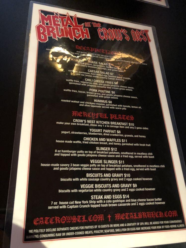 Menu at The Crow's Nest pub & bar, Maplewood