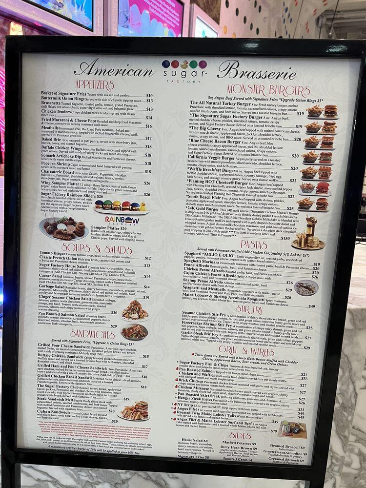 Menu at Sugar Factory Harmon Corner desserts, Las Vegas, Las Vegas Blvd S