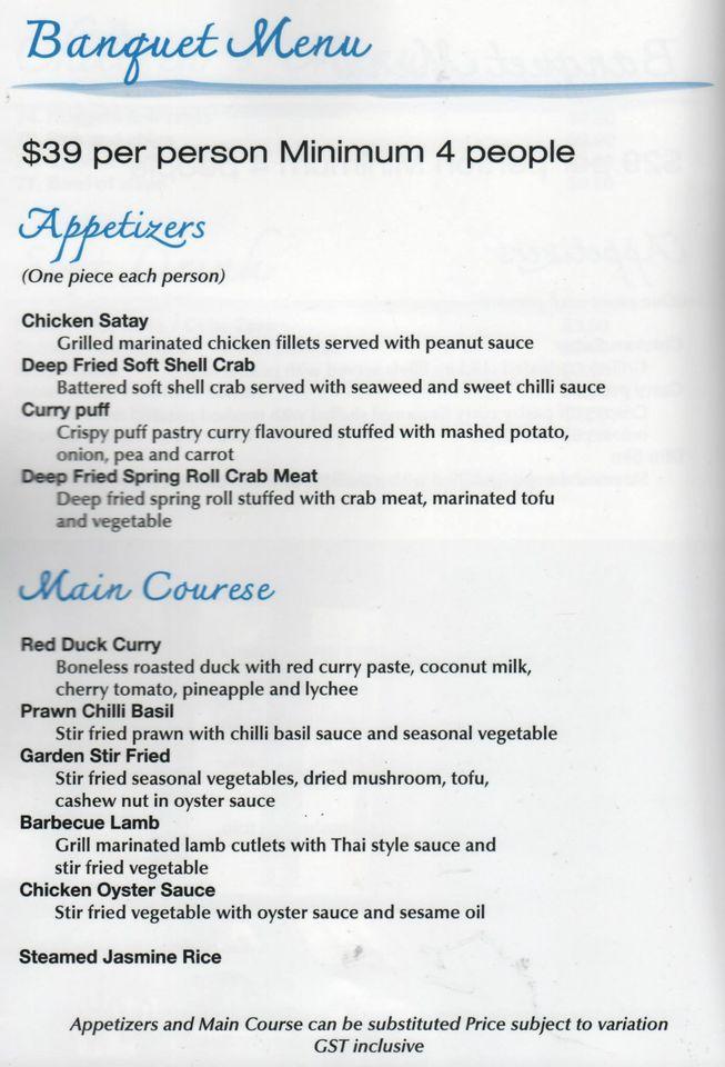 Menu at Andaman Thai Restaurant, Shellharbour