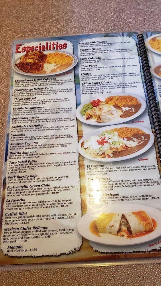 Menu at Campestre Mexican Restaurant, Grandview, U. S. Hwy 71