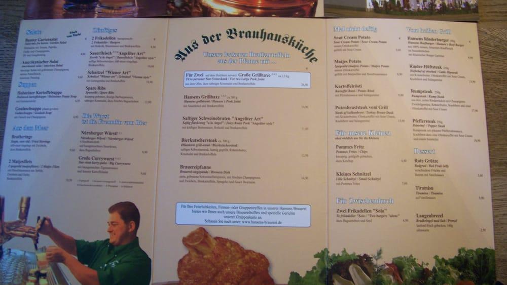 Speisekarte von Hansens Brauerei restaurant, Flensburg