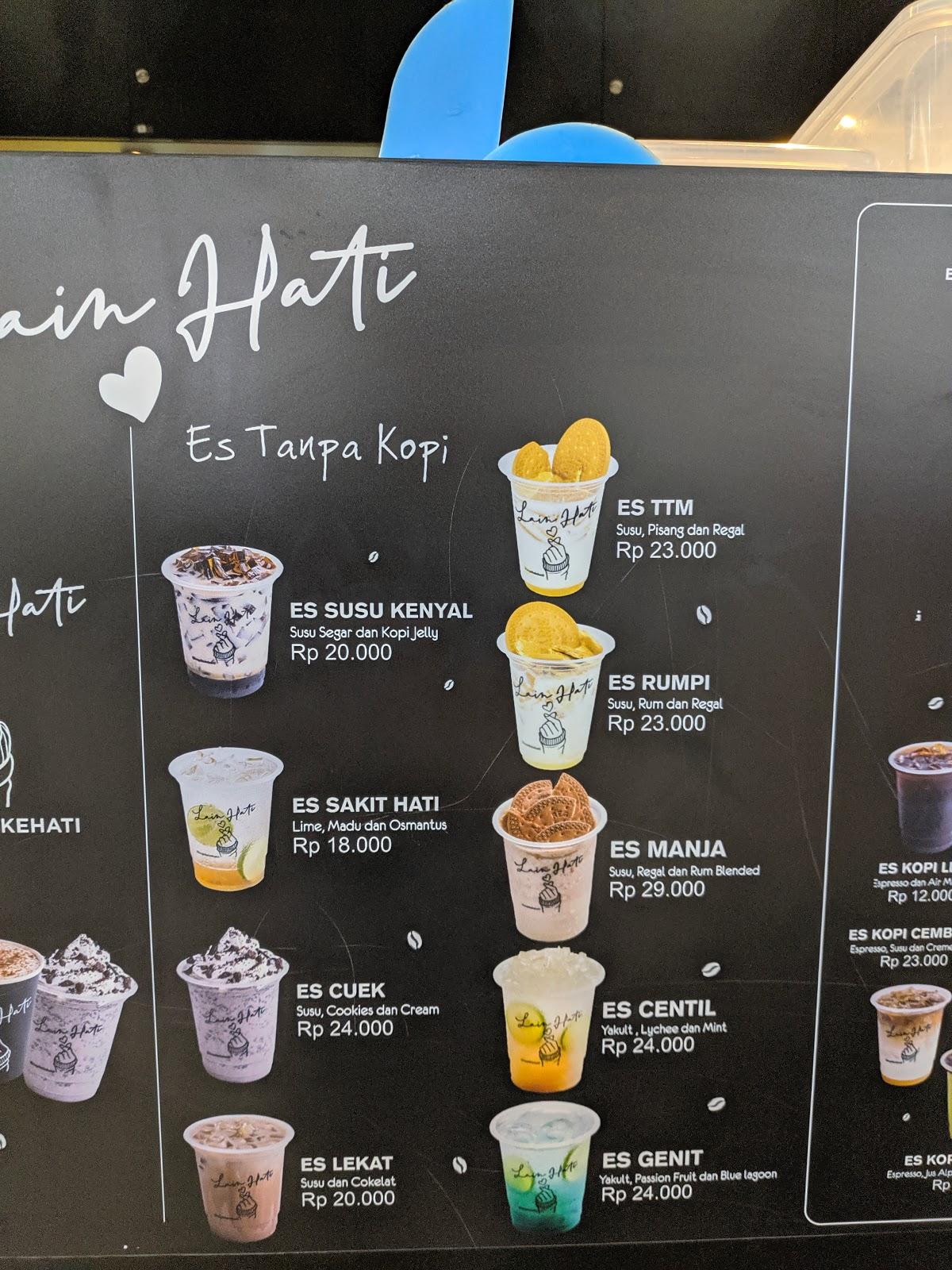 Menu at Kopi Lain Hati ITC Permata Hijau cafe, South Jakarta