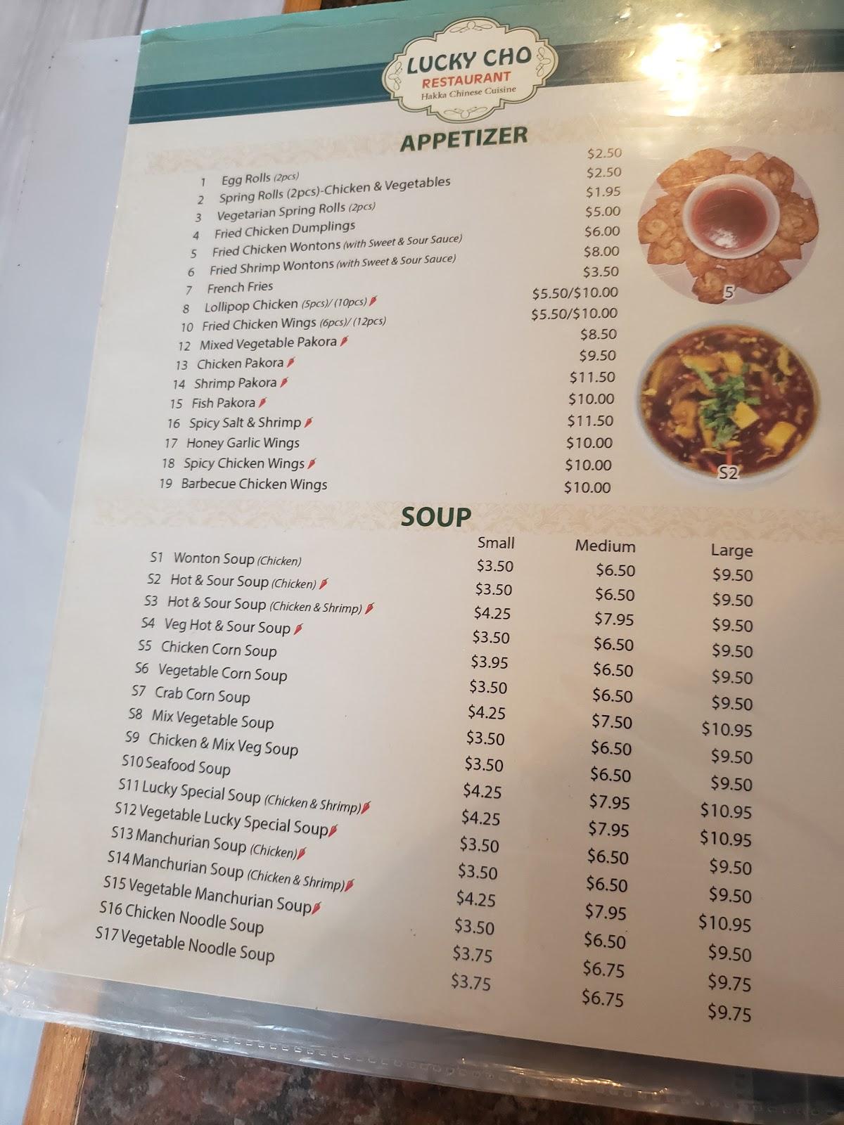 Menu at Lucky Cho restaurant, Oshawa