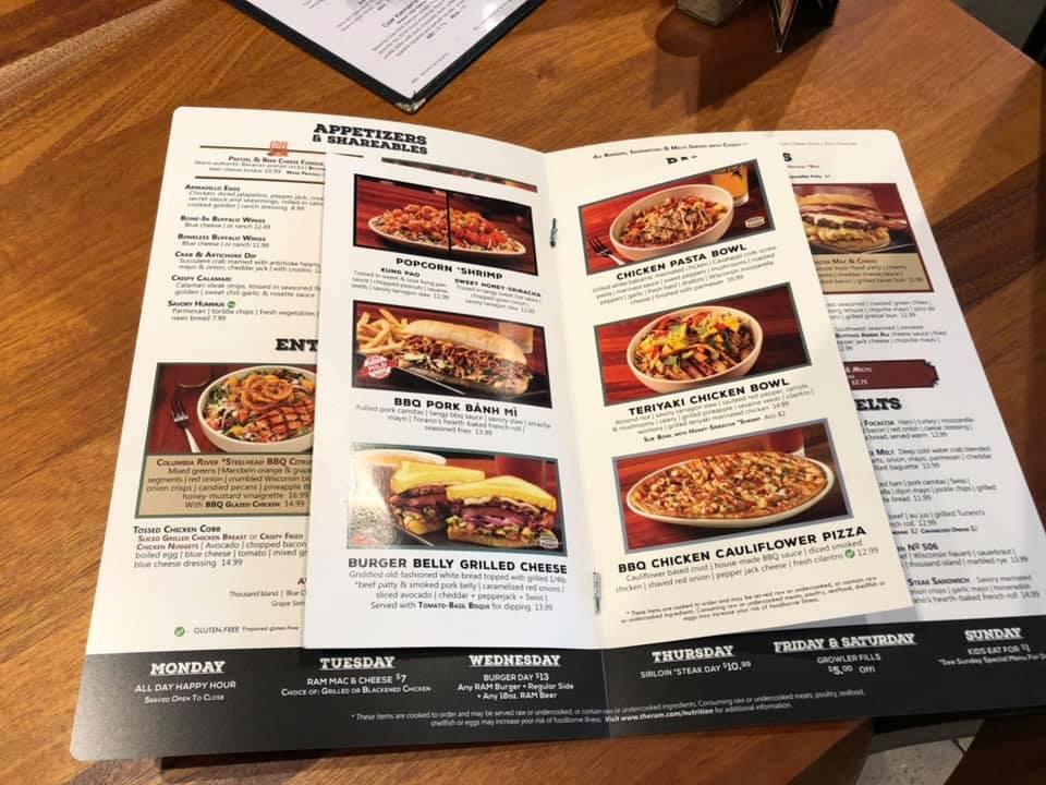 Menu at RAM Restaurant & Brewhouse, Lake Stevens