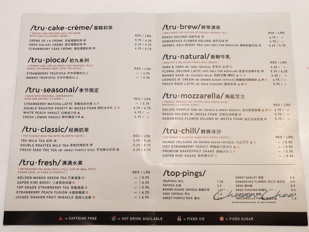 Menu at TRU 初茶, Toronto, 25 Carlton Street