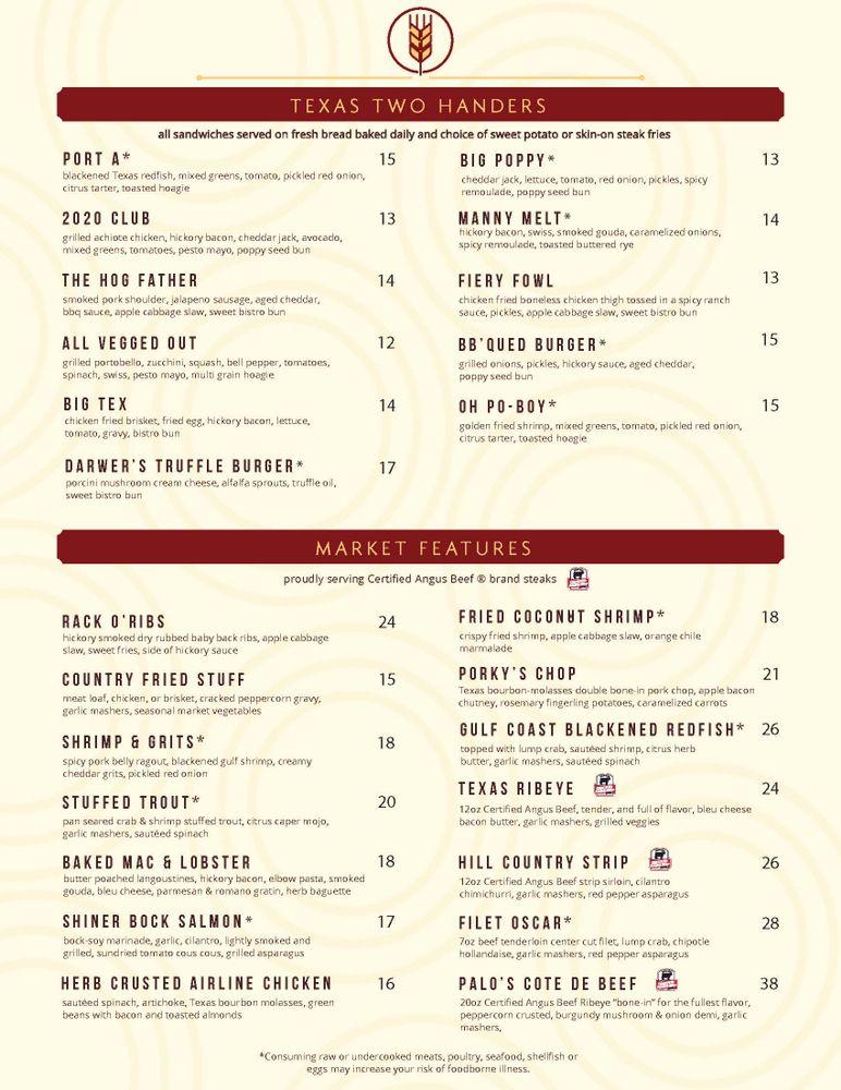 Menu at 2020 Market Scratch Kitchen & Bar, Georgetown