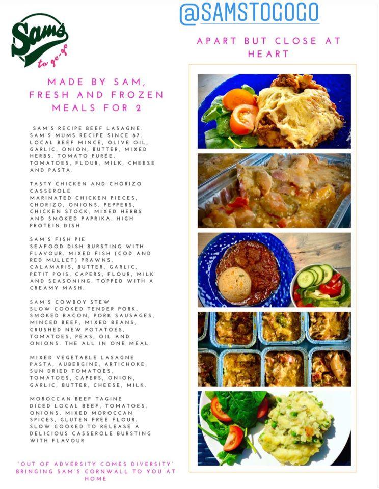 Menu at Sam's Fowey restaurant, Fowey, 20 Fore St