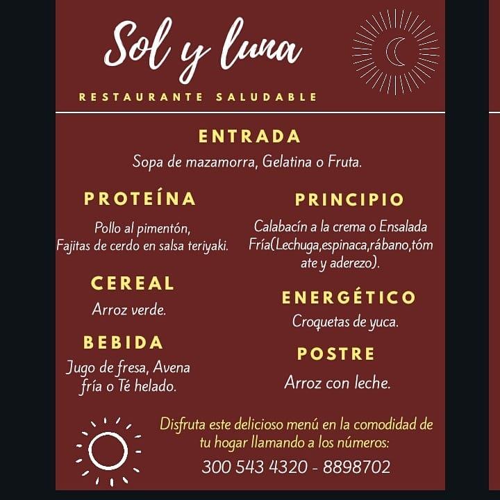 Menu at Sol y Luna Restaurante Saludable, El Tejar