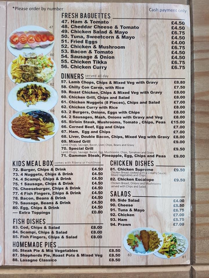 Menu at Blue Corner Cafe, Rushden