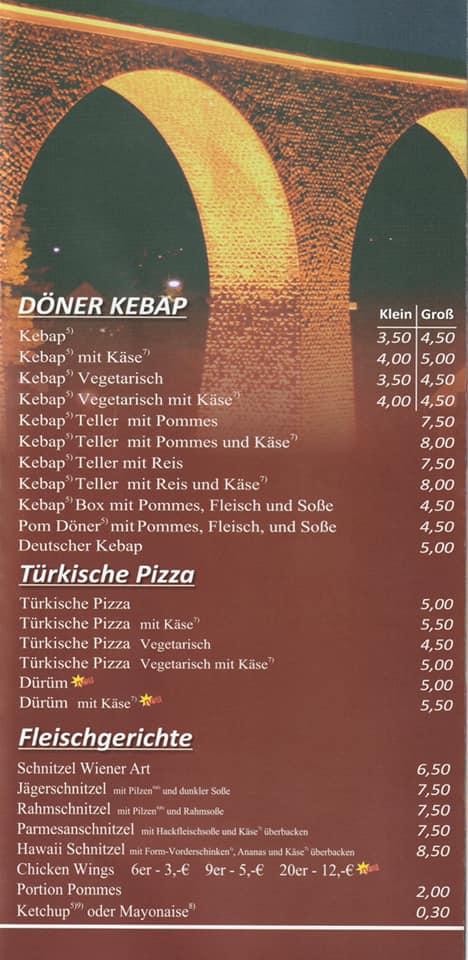 Menu at Aga's Kebab, Freisen