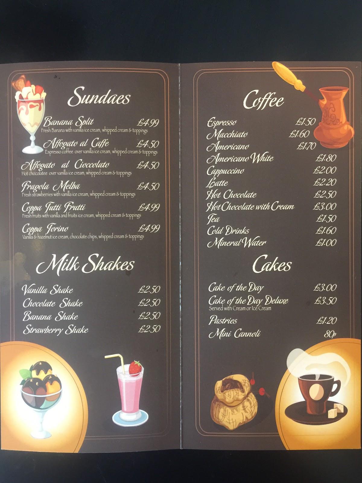 Menu at Crema e Cioccolato cafe, Scarborough