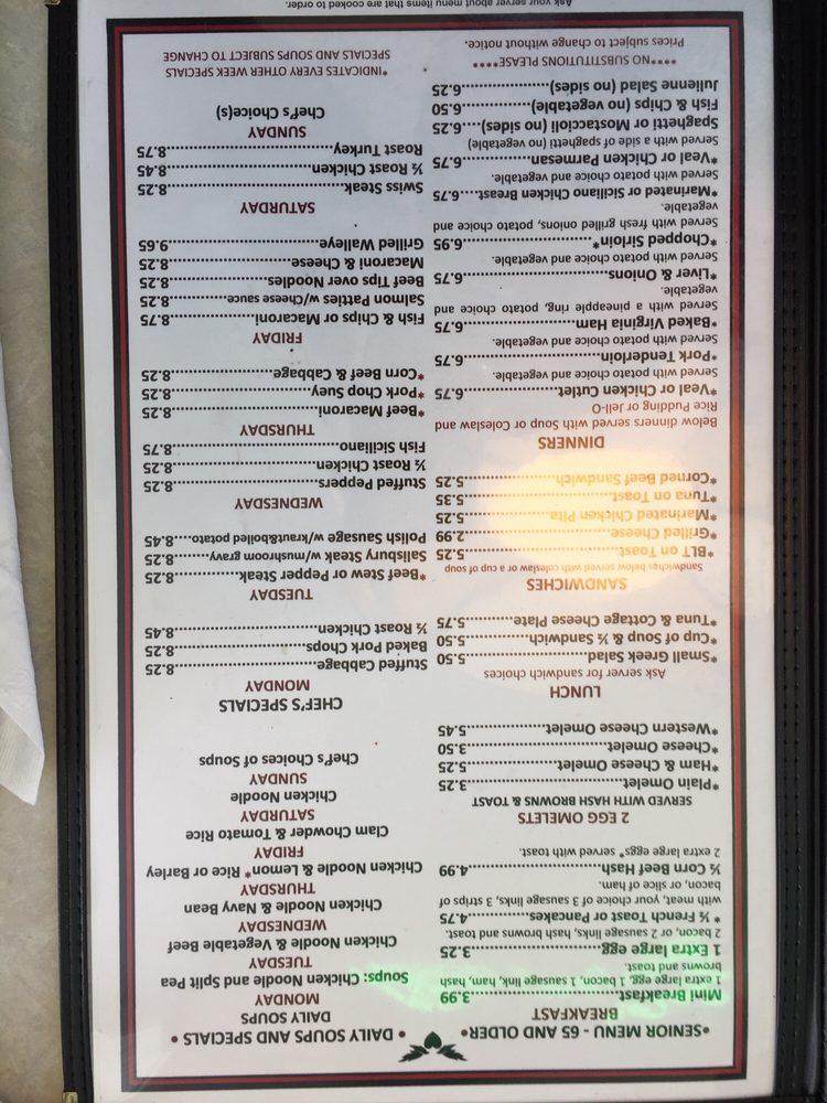 Menu at Palmer's Inn Restaurant, Saint Clair Shores