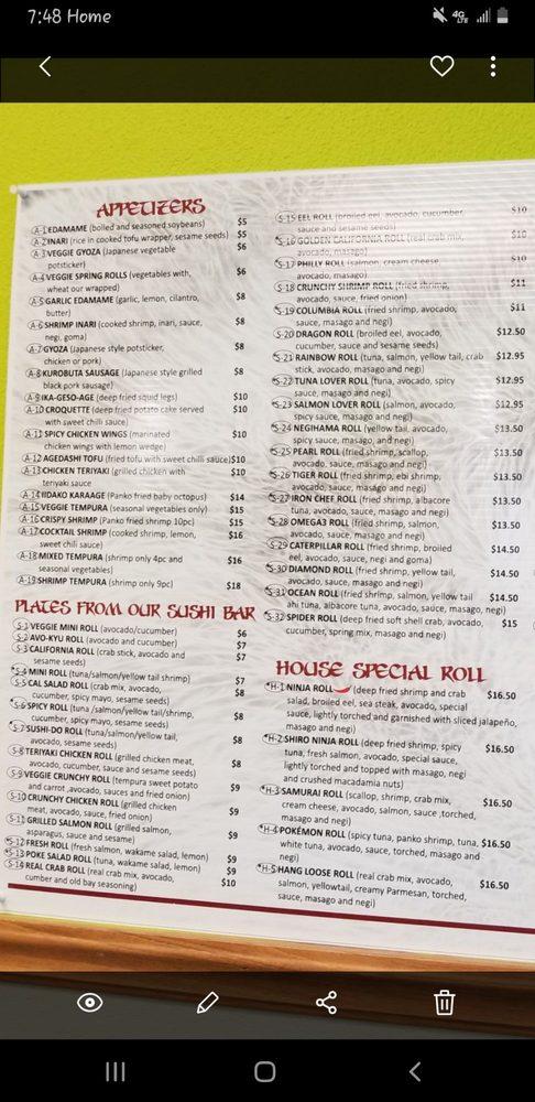 Menu at Shiro Ninja Boba - Poke - Ramen Bar, Angels Camp