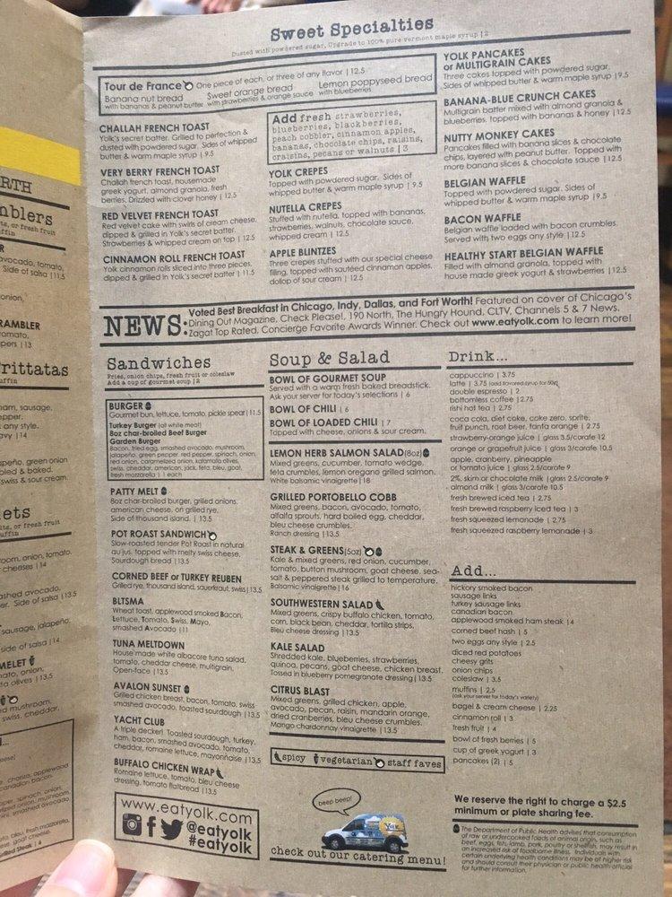 Menu at Yolk - Sundance Square restaurant, Fort Worth