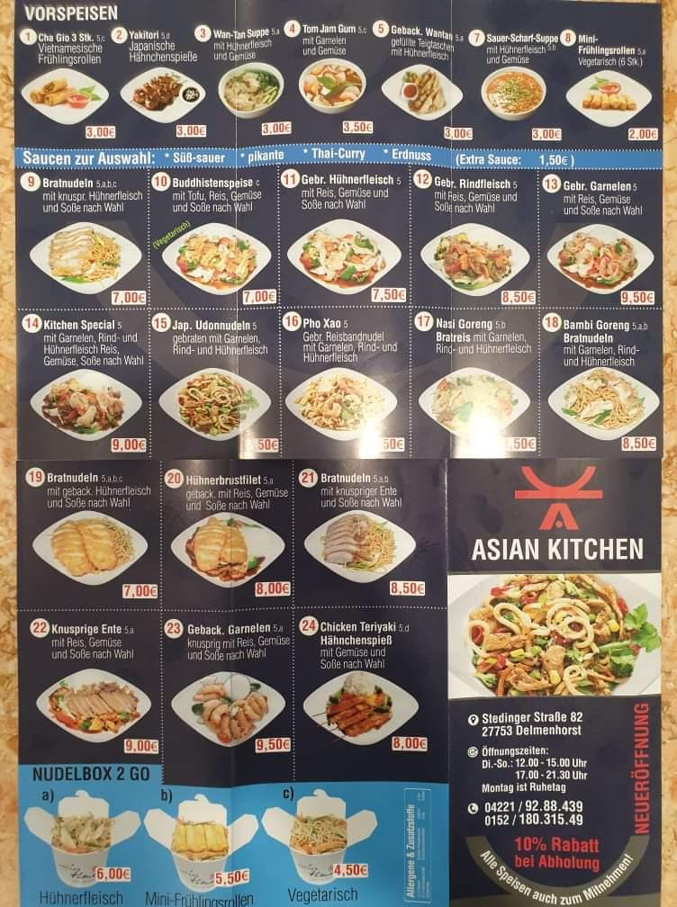 Speisekarte von Asian Kitchen restaurant, Delmenhorst