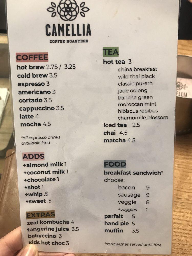Menu at Camellia Coffee Roasters cafe, Sacramento, R St Suite 130