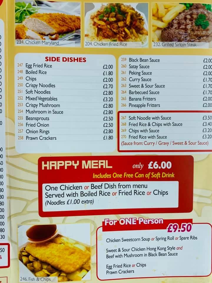 Menu at Fei Wong restaurant, Greenock