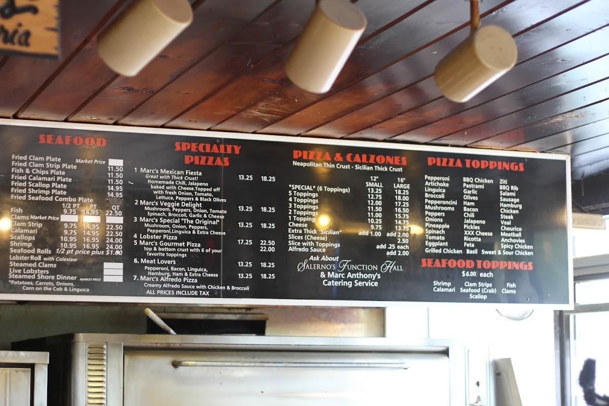 Menu at Marc Anthony's La Pizzeria, Wareham