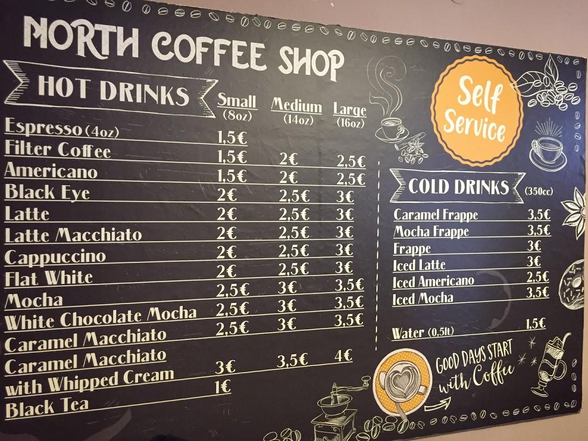 Menu at North Coffee Shop cafe, Budva