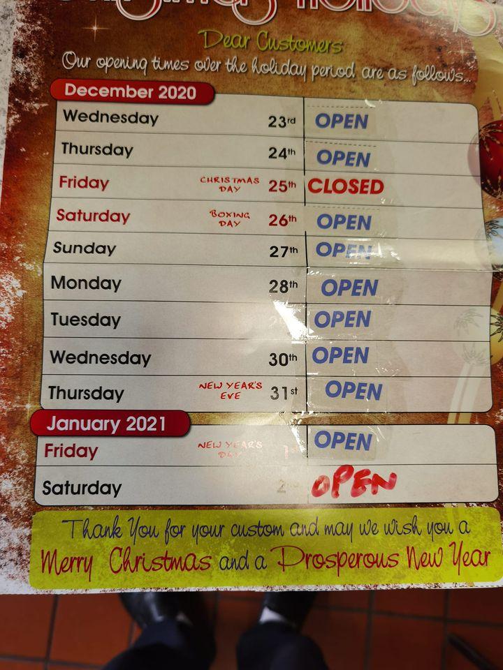 Menu at Opalden restaurant, Aberkenfig