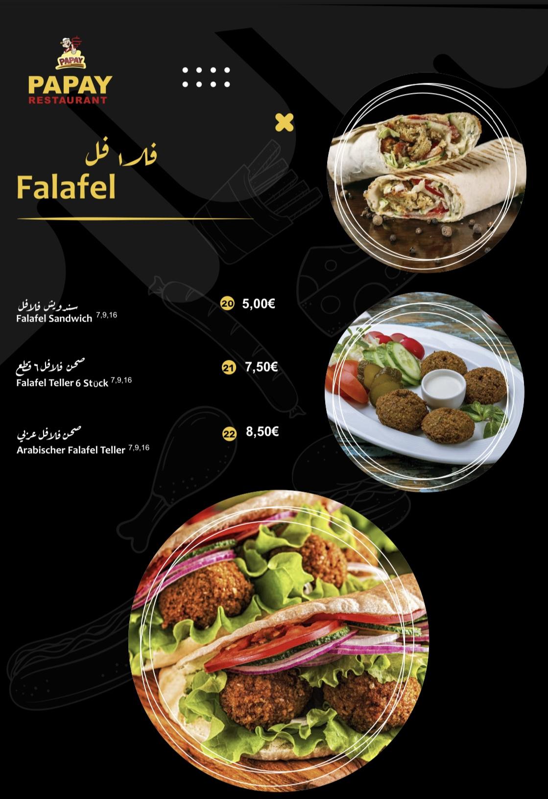 Menu at Papay Restaurant, Frankfurt, Allerheiligenstraße 40
