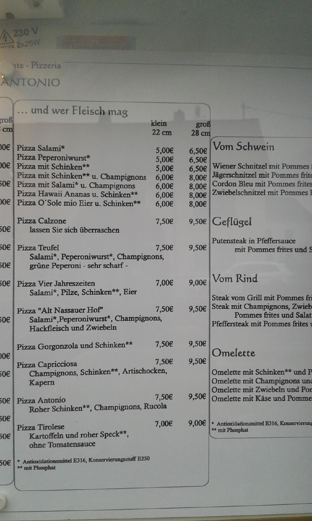 Speisekarte von Gasthaus zur Rose restaurant, Miehlen