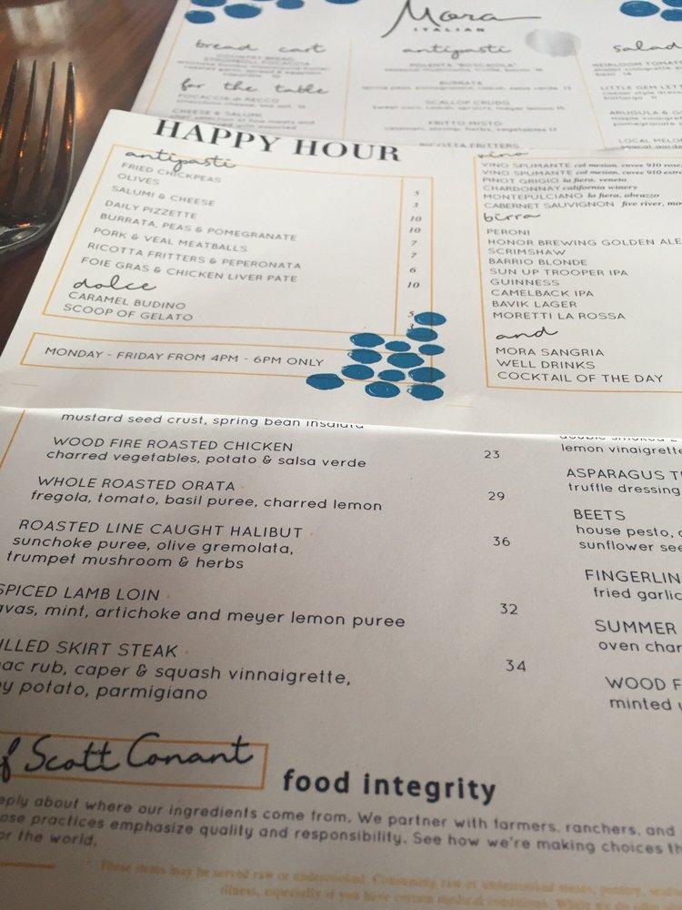 Menu at Mora Italian pub & bar, Phoenix