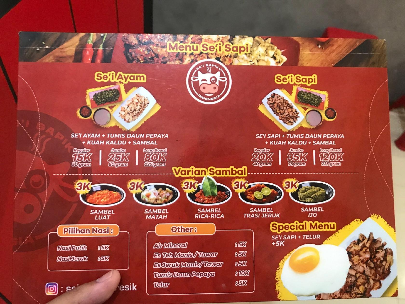 Menu at Sei Sapiku Gresik restaurant, Gresik