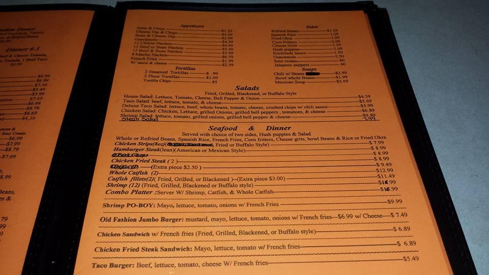 Menu at Taco house fast food, Pensacola, W Navy Blvd