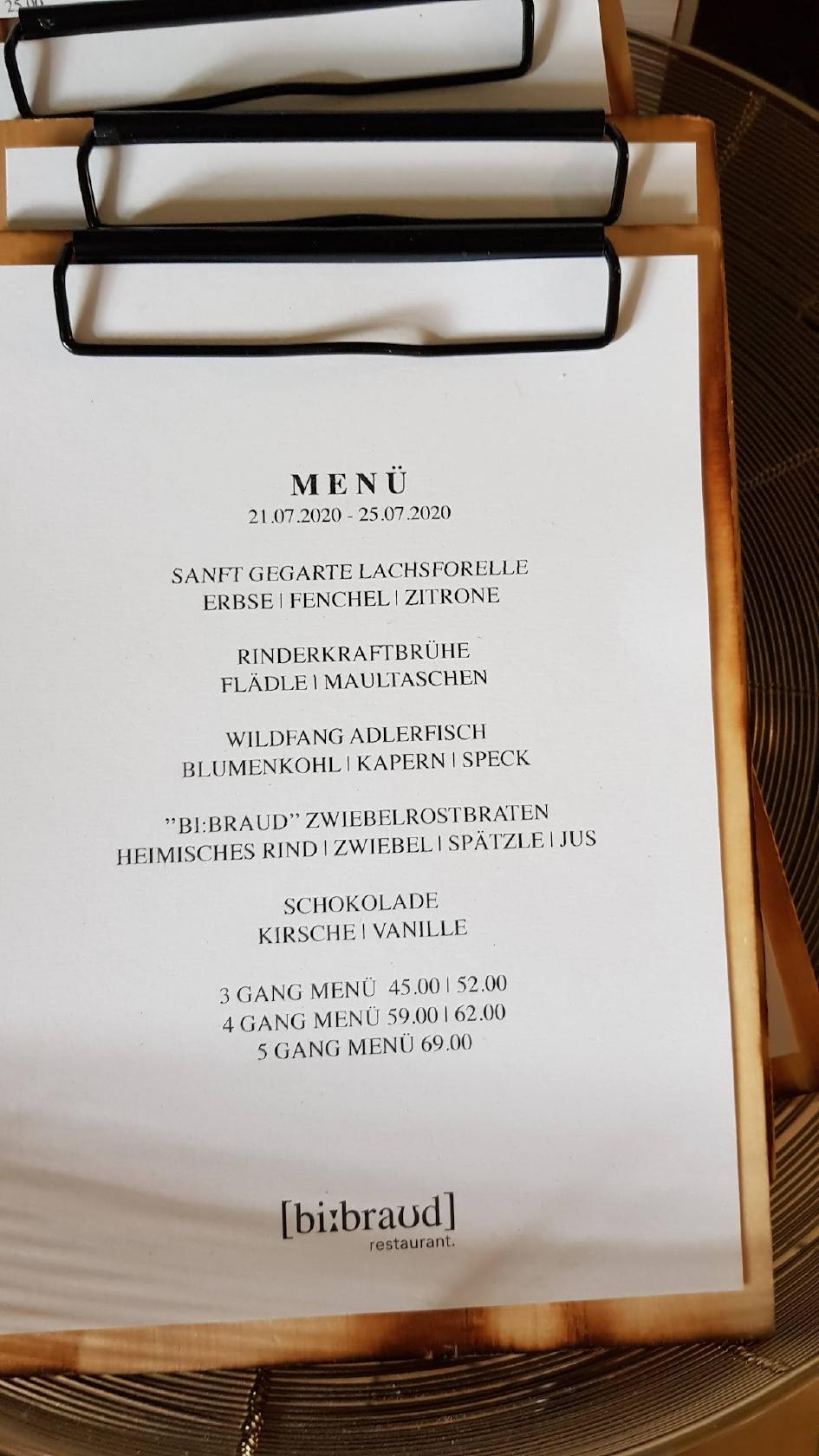Speisekarte von bi:braud restaurant, Ulm