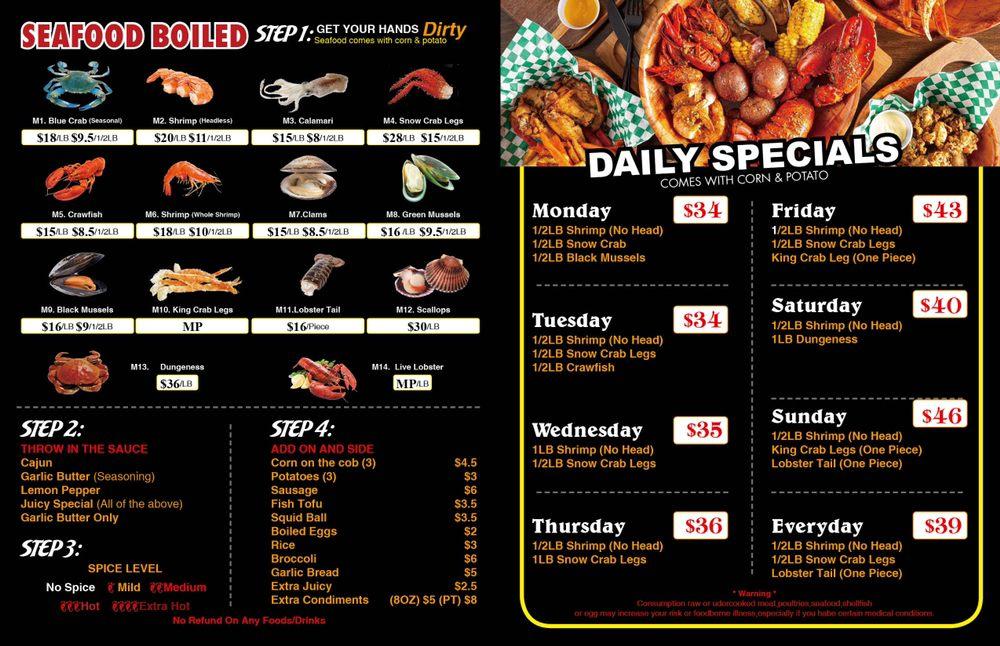 Menu at Alaska Crab pub & bar, Moreno Valley