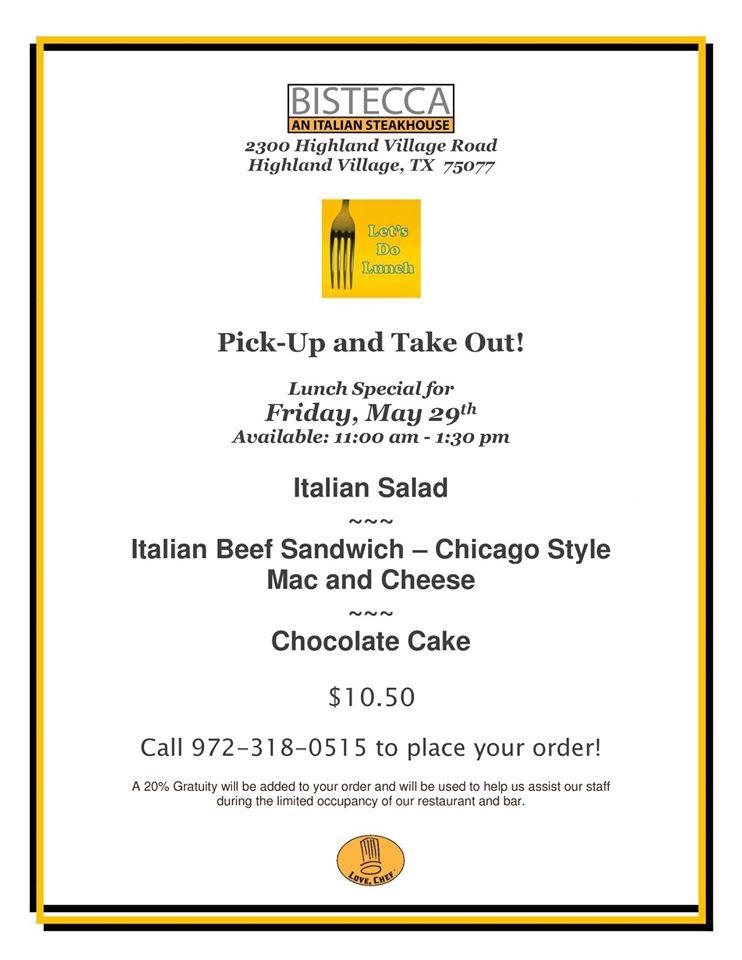 Menu at Bistecca - An Italian Steakhouse, Highland Village