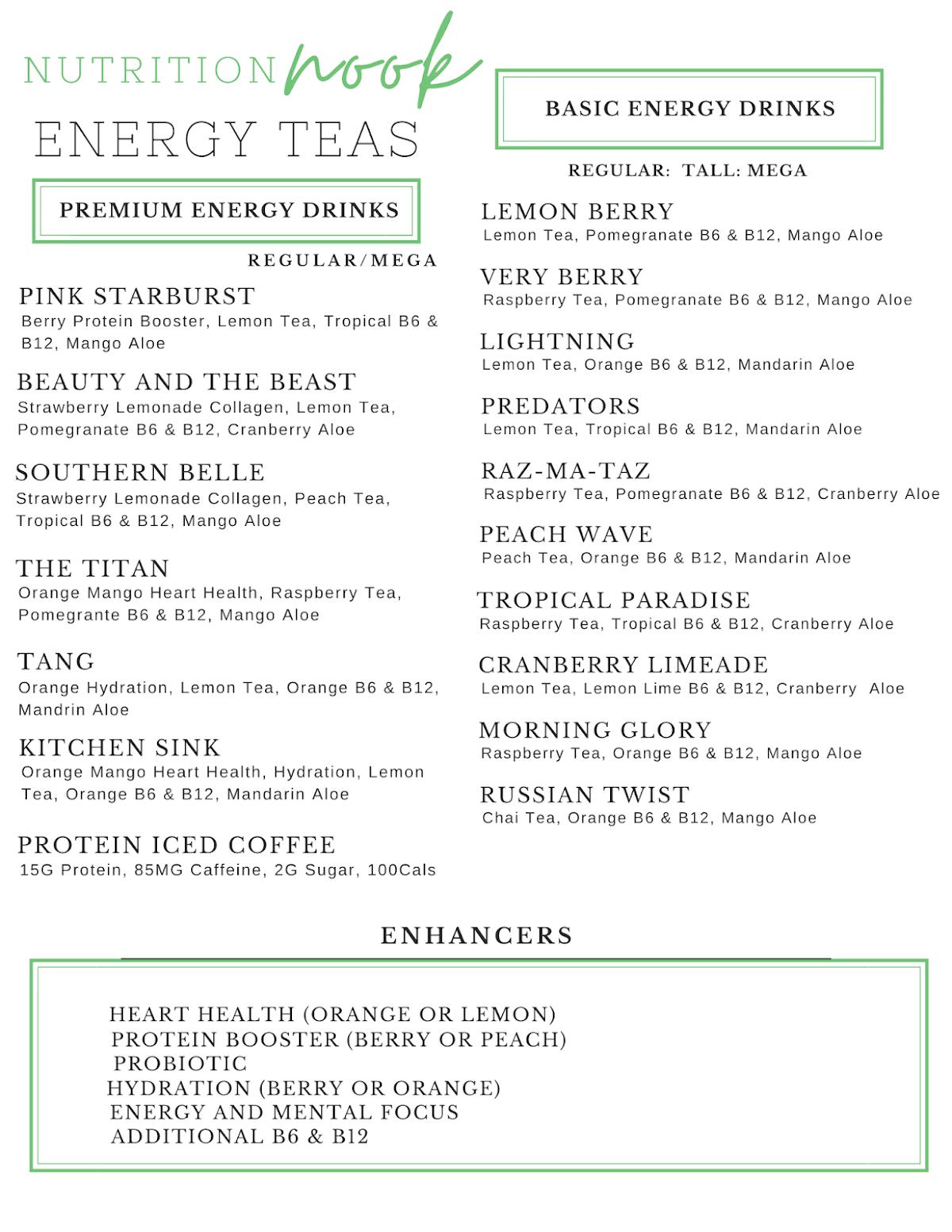 Menu at Herbalife Nutrition Nook cafe, Gallatin