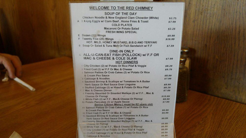 Menu at Red Chimney restaurant, Cleveland