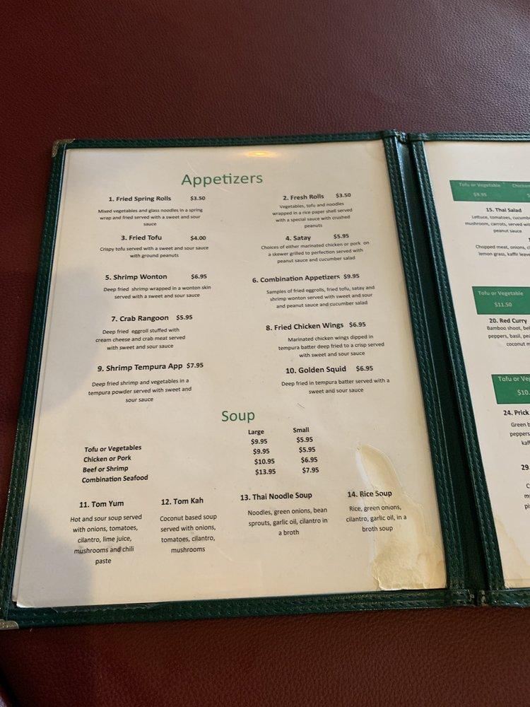 Menu at Thai Garden restaurant, Duncan