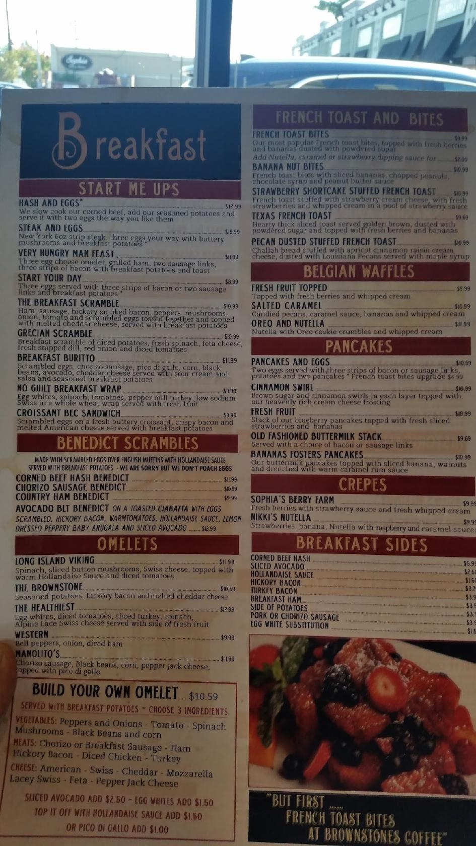 Menu at Brownstones Coffee restaurant, Amityville, 55 Merrick Rd