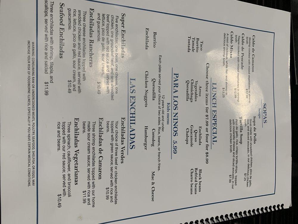 Menu at Casa del Tequila restaurant, Tulsa
