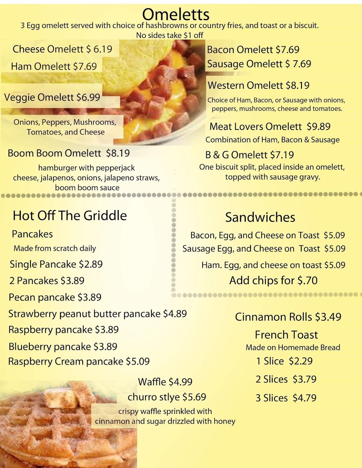 Menu at L.A. Cafe, Mountain Grove