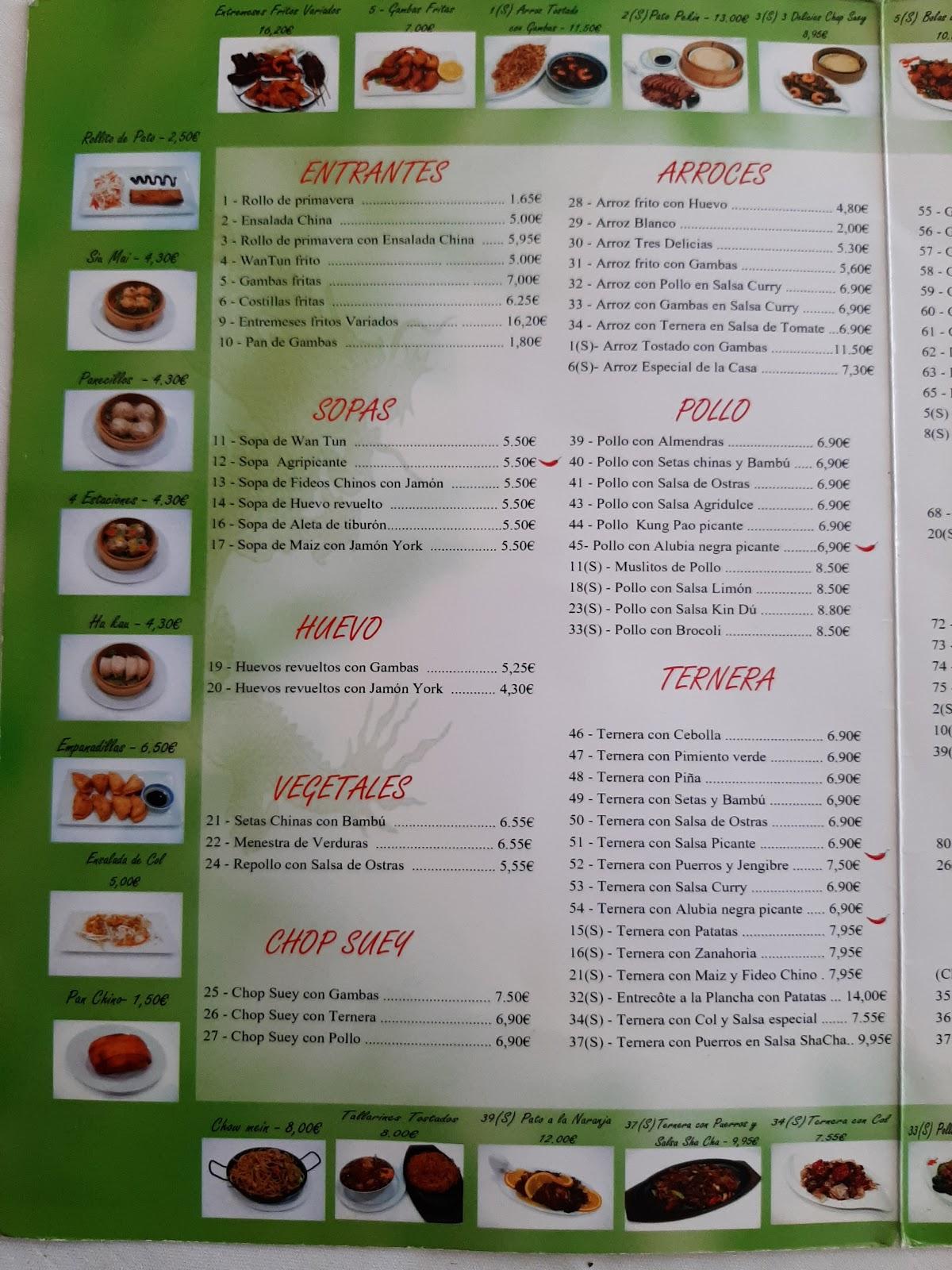 Menu at Restaurante Hung, Benicàssim