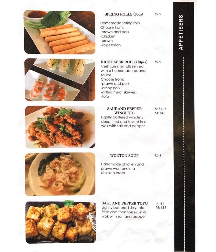 Menu at Saigon Sen restaurant, Albert Park
