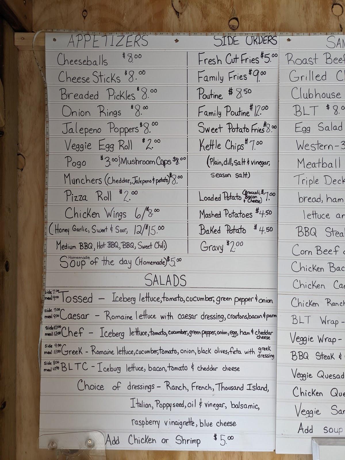 Menu at Mindemoya Grill fast food, Mindemoya