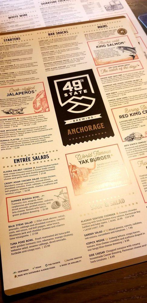 Menu at 49th State Brewing - Anchorage steakhouse, Anchorage