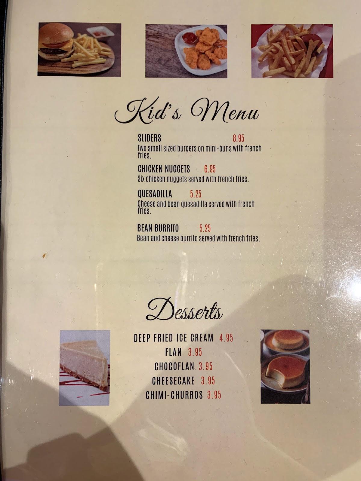 Carta de El Sabroso Restaurant, Rio Rico
