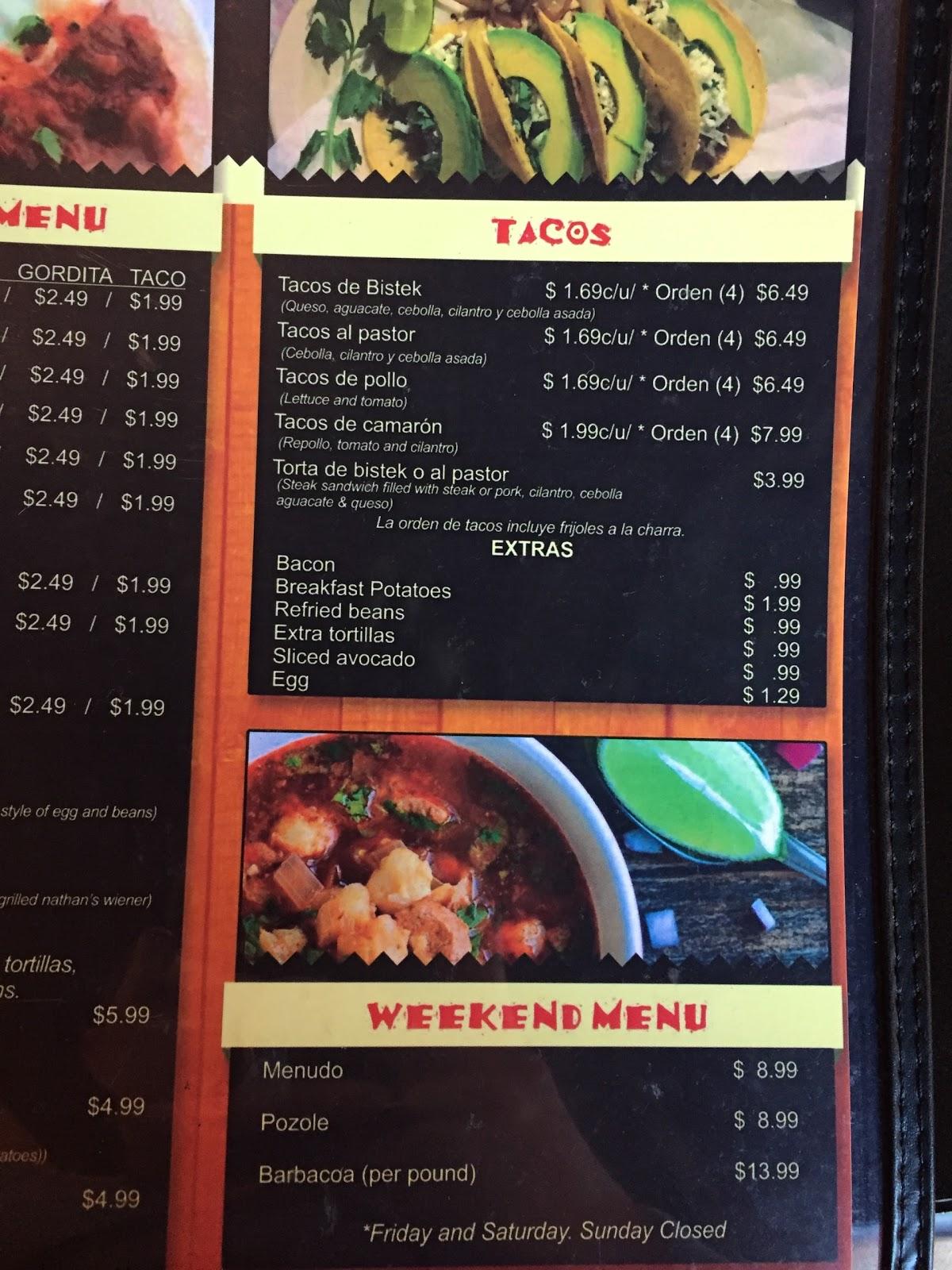 Menu at Haydee's Cafe, Gainesville