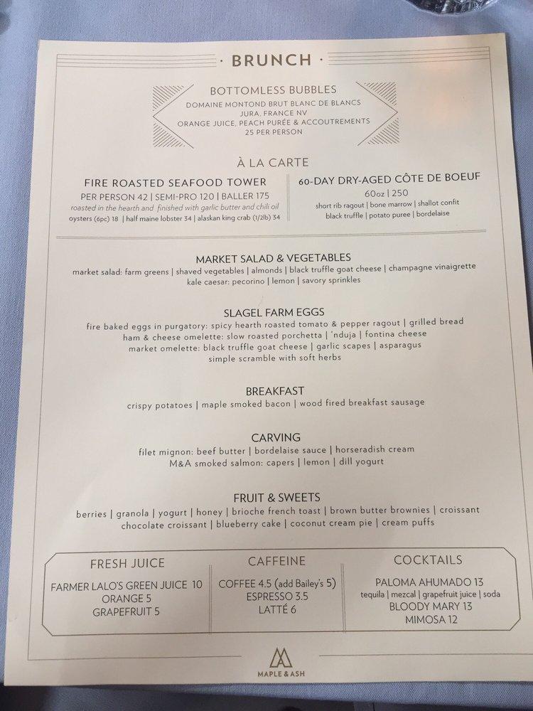 Menu at Maple & Ash steakhouse, Chicago