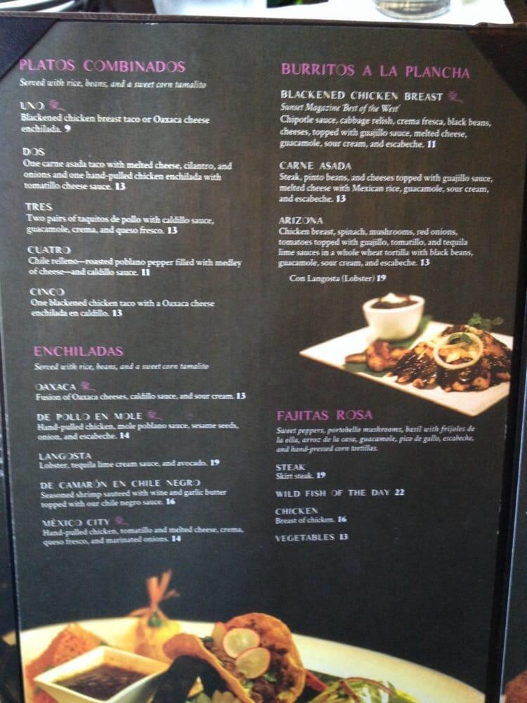 Menu at Taco Rosa restaurant, Irvine, Jamboree Rd